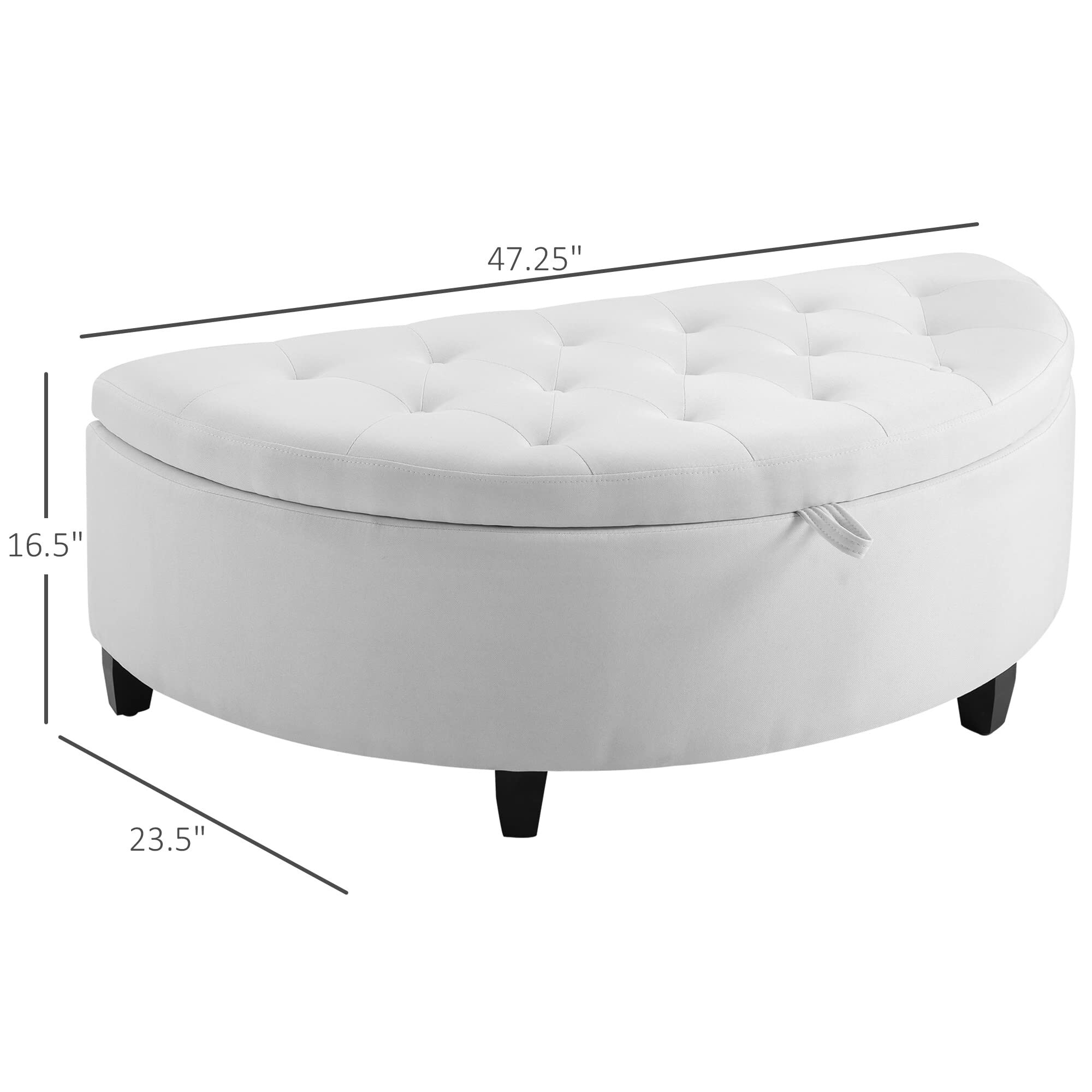 Half Moon Storage Ottoman Upholstered Storage Bench with Lift Lid Button Tufted Design and Wood Legs Bed Bath Beyond 38352942