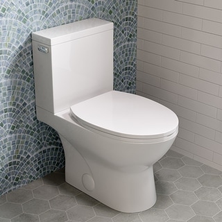 Caché Two-Piece Elongated Toilet Left Side Flush Handle Toilet 1.28 gpf ...