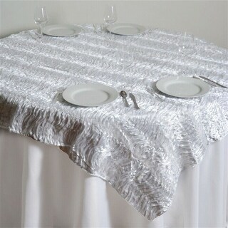 Satin Raised Waves Table Overlay Unique Wedding 72" x 72" White - Bed ...