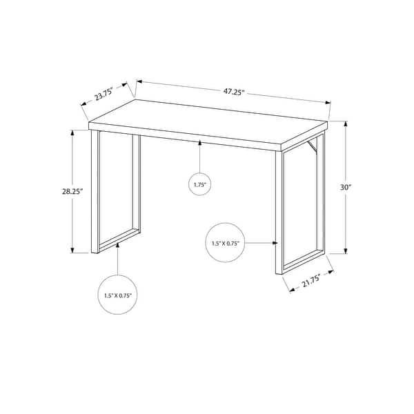 Offex 48" L Rectangular Computer Desk w/ Silver Metal Legs, Dark Taupe ...