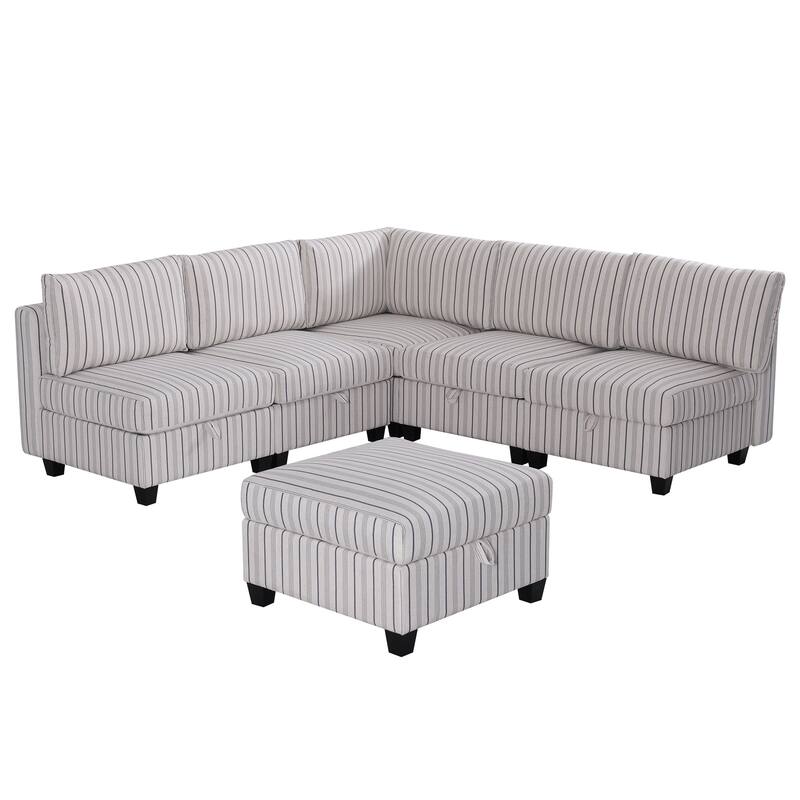 GDFStudio - Modular Sectional Sofa with Storage, Solid Wood Frame ...