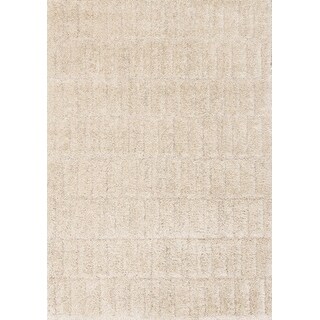 Richmond Collection - Cream Carved Blocks Super Plush Wool Area Rug ...