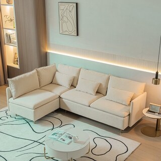 Modular L-shaped Corner Sectional Sofa Left Hand Facing Couch Cotton ...