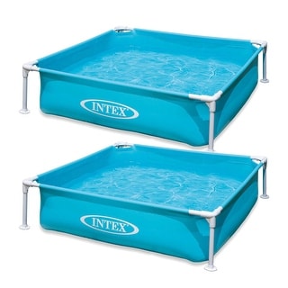 Intex Mini Frame Kids 4ft x 4ft x 12in Beginner Kiddie Swimming Pool (2 ...