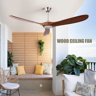 Wood Ceiling Fan With 3 Solid Wood Blades - Bed Bath & Beyond - 40235887