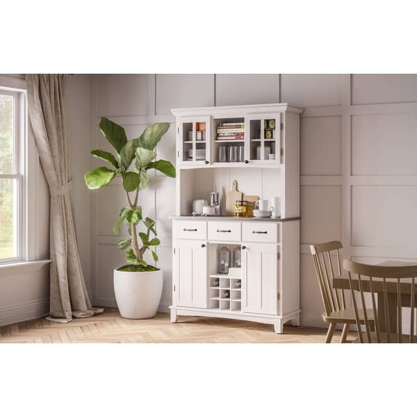 Homestyles Buffet Of Buffets Off-White Wood Buffet with Hutch - 44" x ...