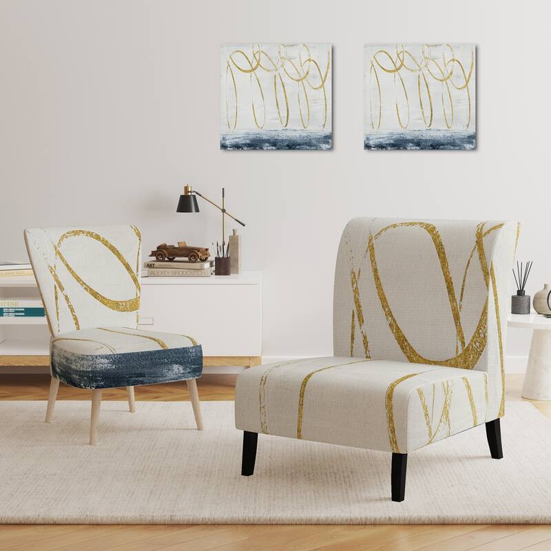 Designart "Gold Abstract Geometric Shape" Upholstered Modern Accent ...
