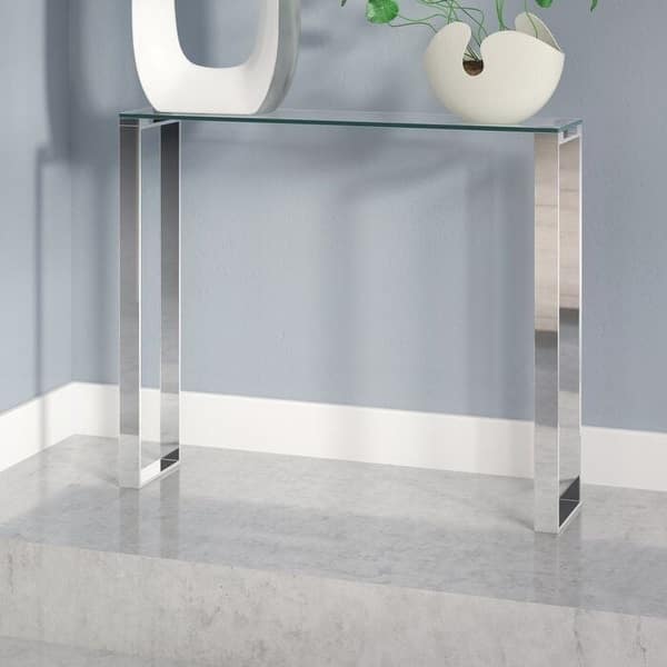 Alexi Narrow Glass Console Table - Bed Bath & Beyond - 36964380