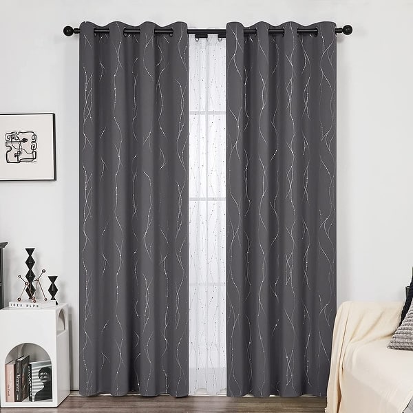 Deconovo Silver Pattern Grey Curtains(2 Panel) - Bed Bath & Beyond ...