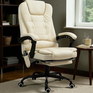 Massaging Office Chair with Footrest, High Back Executive Desk Chair ...