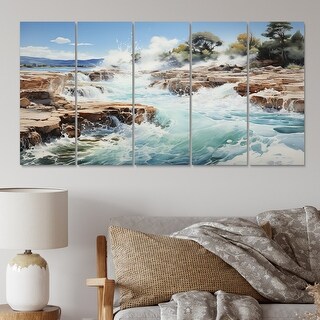 Designart "Geyser Gushing Fury" Landscapes Metal Wall Decor Set - Bed ...