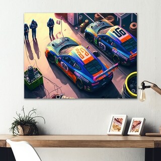 Designart 'Stock Car Pit Stop I' Cars Race Car Nascar Metal Wall Art ...