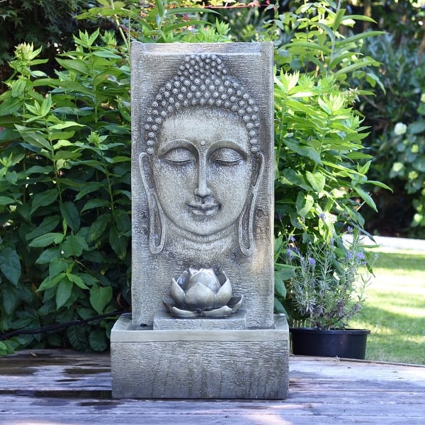 Litedeer Indoor Outdoor XL Large Buddha Water Fountain with LED Light ...