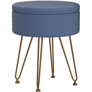 Foot Stool Storage with Removable Lid Round Sofa Stools Foot - Bluish ...