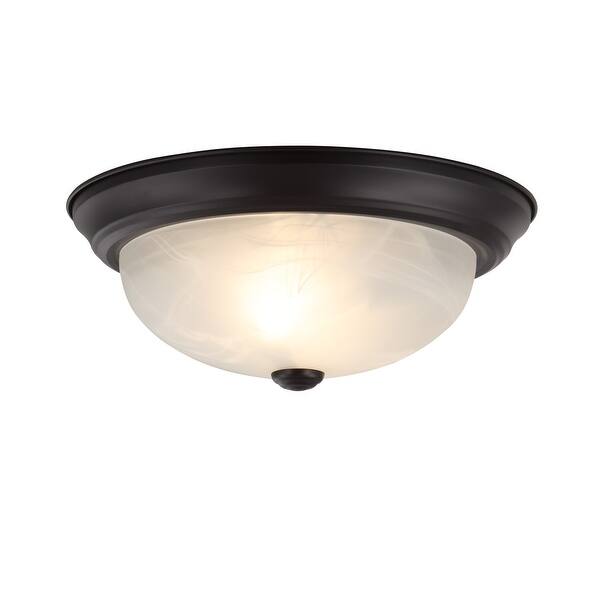 2Lt Flush Mount Ceiling Light Fixture,Oil Rubbed Bronze,White Alabaster ...