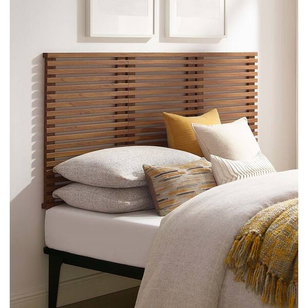Vidalia Mid-century Modern Walnut Wooden Floating Queen Size Headboard ...