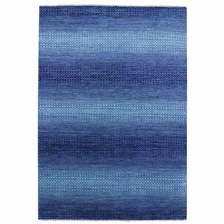 Hand Knotted Blue Modern and Contemporary with Wool Oriental Rug (9'10 ...