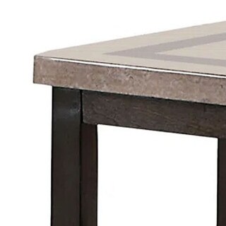 Cora 24 Inch Side End Table, Faux Marble Top, Block Legs, Espresso ...