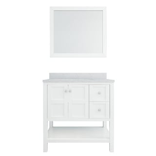 36 in. W x 22 in. D x 35.4 in. H Bath Vanity in White with Mirror - On ...