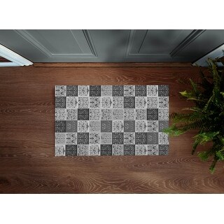 SCANDINAVIAN PATCHWORK GREYSCALE with Rubberized non-slip Backing ...