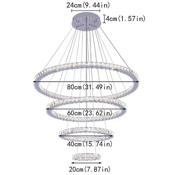 Modern Unique 3-Light Sparkling Crystal Rings LED Pendant Lighting ...