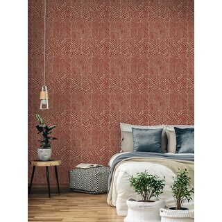 Oakland Tribal Print Red/ Tan Wallpaper - Bed Bath & Beyond - 31593033