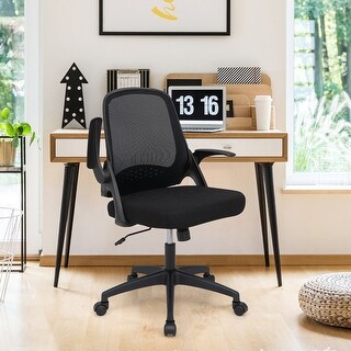 Mesh Office Chair Adjustable Rolling Computer Chair w/Flip-up Armrest ...