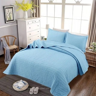 3-Piece Oversized Bedspread Set Coverlet Lightweight Queen Light Blue ...