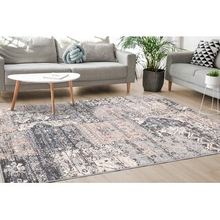 Florence Collection - Pink/Cream Patchwork Rug - 4'7" x 6'7" - Bed Bath ...
