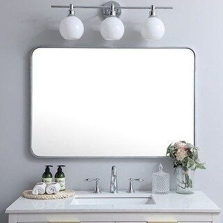27"x40" Soft Corner Metal Rectangular Mirror Silver - Bed Bath & Beyond ...