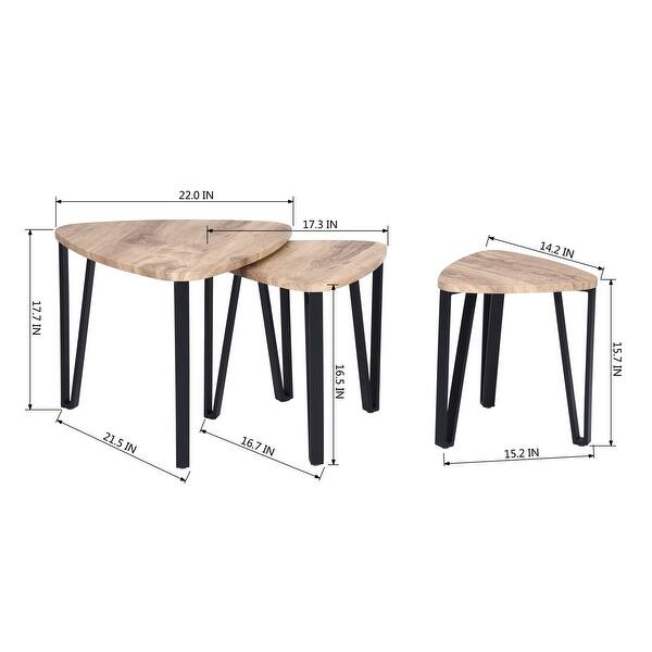 Nesting Coffee Table Stacking Side Tables Wood Metal Frame (Set of 3 ...