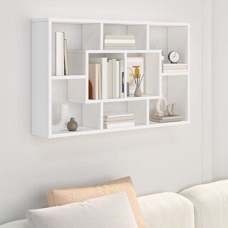 vidaXL Wall Shelf White/Black 6.7"x6.3"x20.7" Engineered Wood - Bed ...