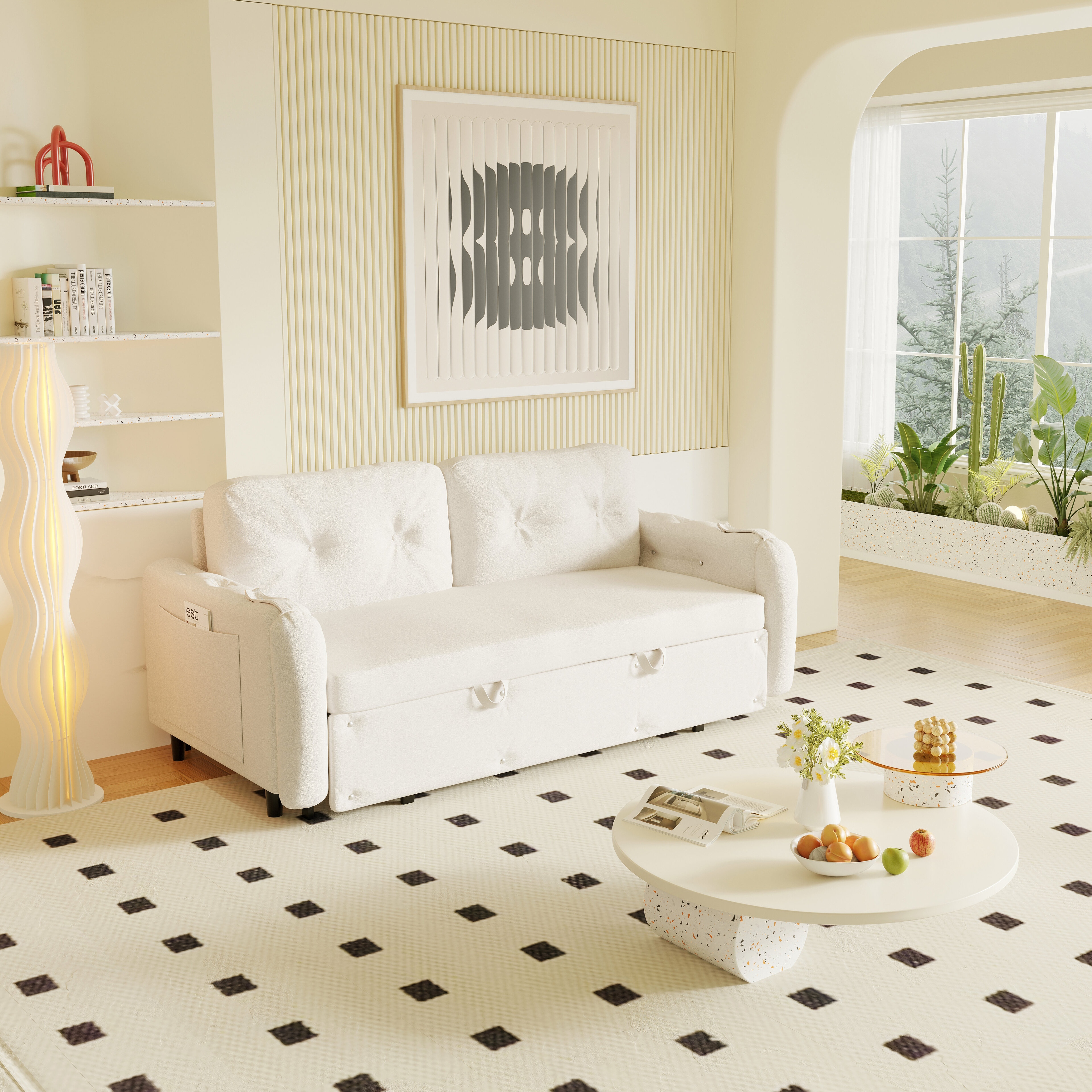 66.2 Queen Pull out Sofa Bed Hydraulic System Convertible Sleeper Sofa