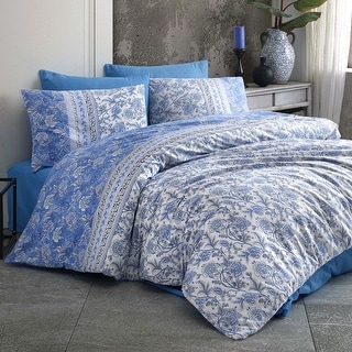 Organic-Club Efes Blue Cotton Duvet Cover Set of 3 - Bed Bath & Beyond ...