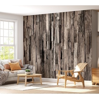 Peel & Stick Wall Mural - Weathered Wooden Planks - Removable Wallpaper ...
