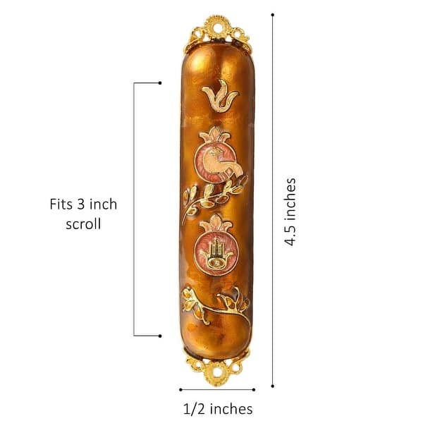 Matashi Hand Painted Enamel Mezuzah Embellished with a Dove and Hamsa ...