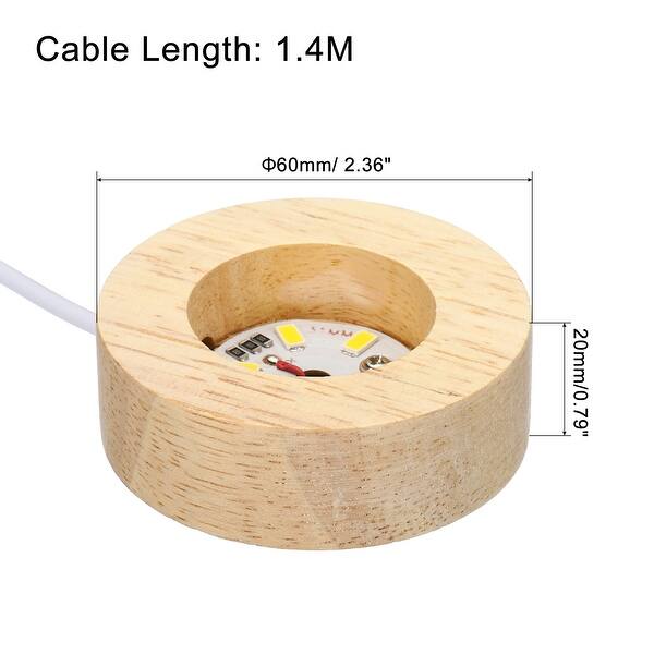 LED Light Round Wooden 2.36" Warm White Light Display Base Stand Wood ...