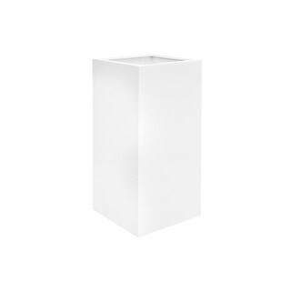 Pottery Pots 39.37 in H Rectangle Glossy White Fiberstone Indoor ...