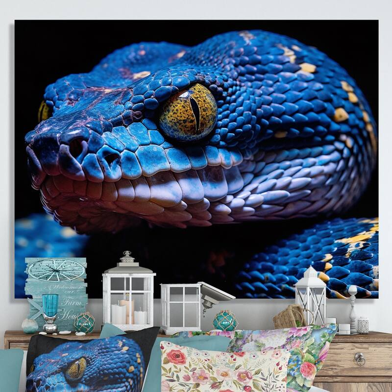 Designart "Blue Anaconda Snake Wildlife Photography" Animals Snake ...