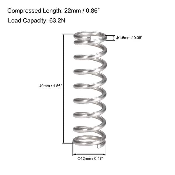 12mmx1.6mmxmm 304 Stainless Steel Compression Spring 63.2N Load ...