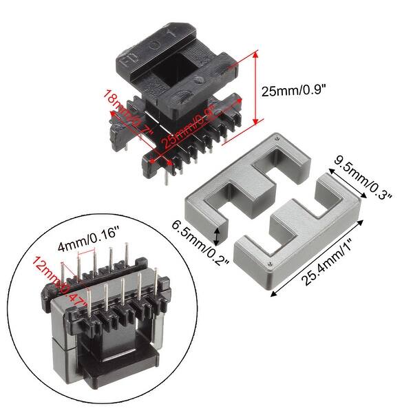 10Sets EE25 5&5pin Transformer Bobbin PC40 20 Ferrite Halves 10 Bobbin - Black, Gray - Bed Bath ...