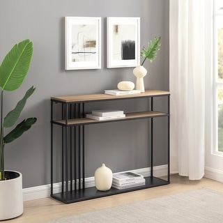 Modern Minimalist Slatted-Metal Entry Table for Living Room, Bedroom ...