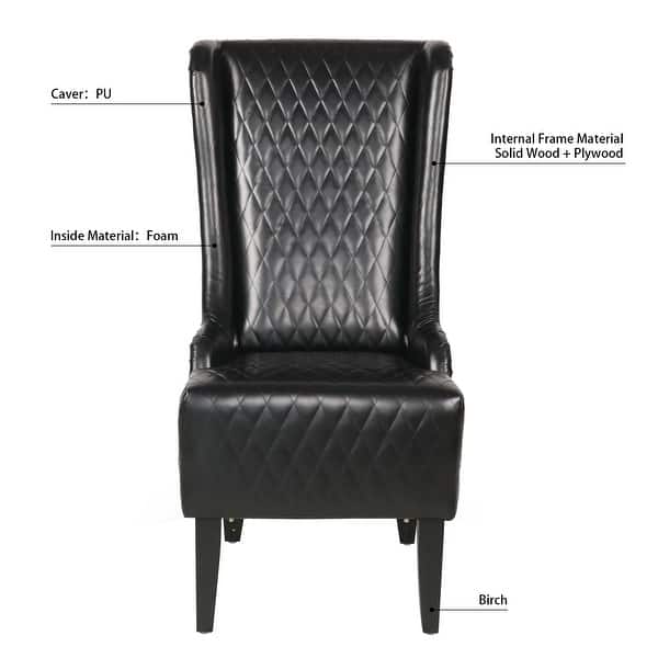 22" Wide Wing High Back Chair Leather Padded Seat Side Chair for Living ...