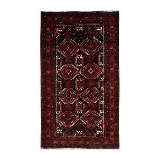 Shahbanu Rugs Dark Chocolate Brown Vintage Persian Baluch Geometrical ...