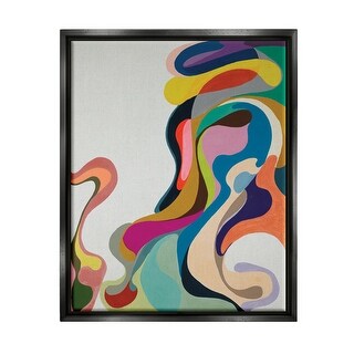 Stupell Modern Swirled Fluid Shapes Rounded Retro Design Floater Frame ...