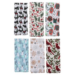 Christmas Printed Kitchen Towel Christmas - Set of 6 - Bed Bath ...
