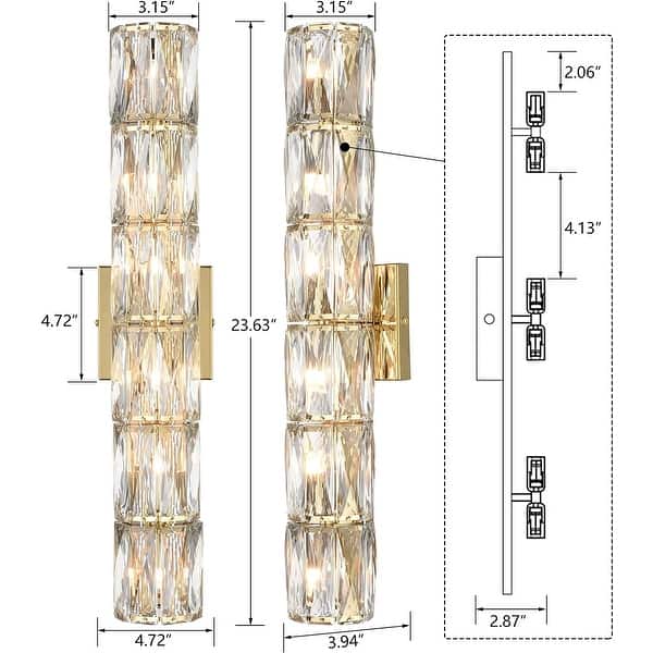 6 light modern wall light crystal mounted wall sconce with gold finish - Bed Bath & Beyond ...