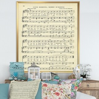 Designart "Goodmorning Merry Sunshine Music Score" Cottage Framed Art ...