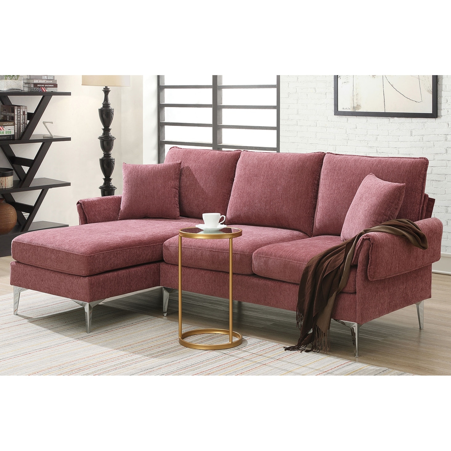 L shape Chenille Sofa Set with Reversible Chaise Couch and Pillows Bed Bath Beyond 38345158