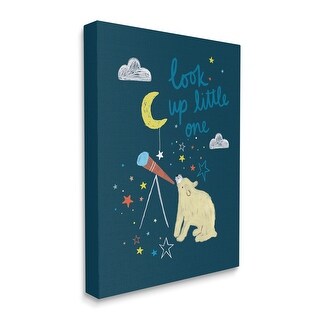 Stupell Look Up Little One Phrase Kid's Telescope Bear Canvas Wall Art ...